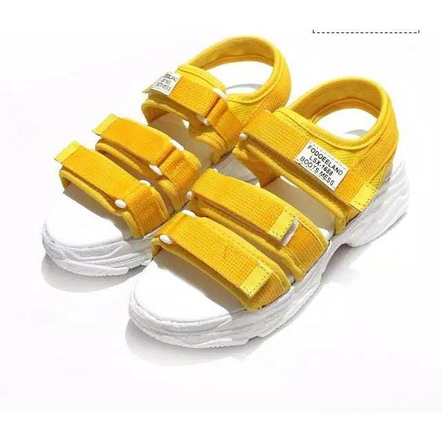 Jual Sandal Gunung Wanita Korean Fashion Sol putih Tebal 4 Cm- Kuning ...