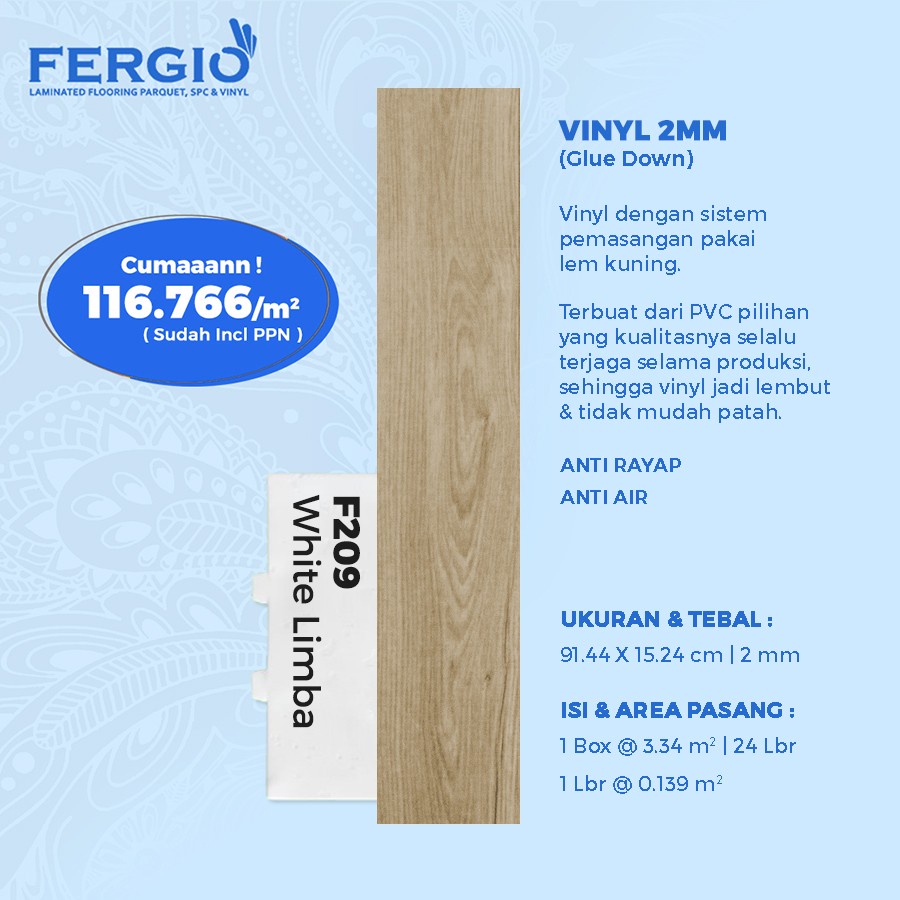 Jual Fergio Lantai kayu vinyl - White Limba F209 | Shopee Indonesia