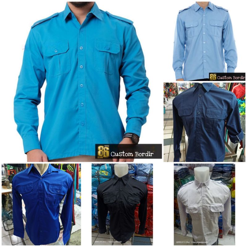 Jual seragam kemeja kantor polos lengan panjang,kemeja bordir custom ...