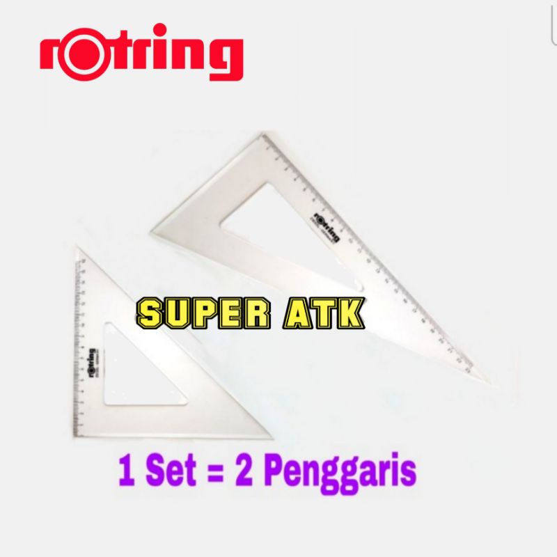 Jual PENGGARIS SEGITIGA ROTRING ASLI JERMAN 1SET=2BH (16cm&23cm ...