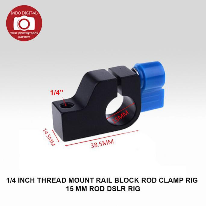 Jual Cantik 1/4 Inch Thread Mount Rail Block Rod Clamp Rig 15 Mm Rod ...