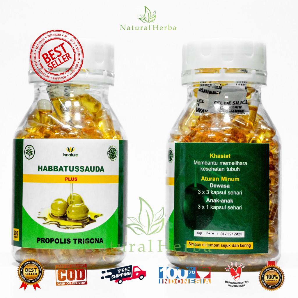 Jual Habbatussauda Extra Propolis Trigona 200 Kapsul | Habbatussauda ...