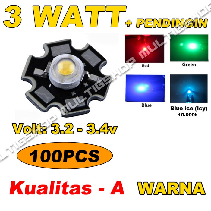 Jual 100Pcs LED HPL 3w Warna Part 1 | Shopee Indonesia