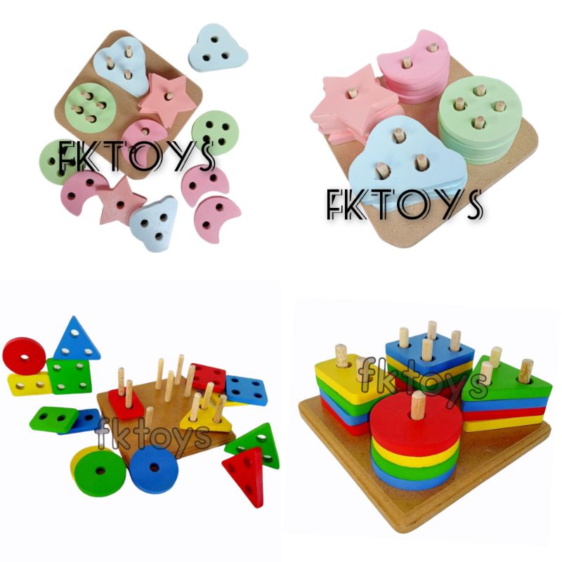 Jual Menara geometri 4 bentuk mainan edukasi | Shopee Indonesia