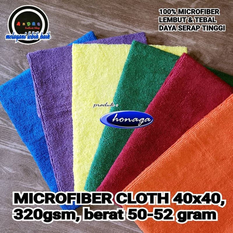 Jual MICROFIBER 40X40 cm, 320GSM, KAIN LAP HONAGA ORIGINAL 100% ...
