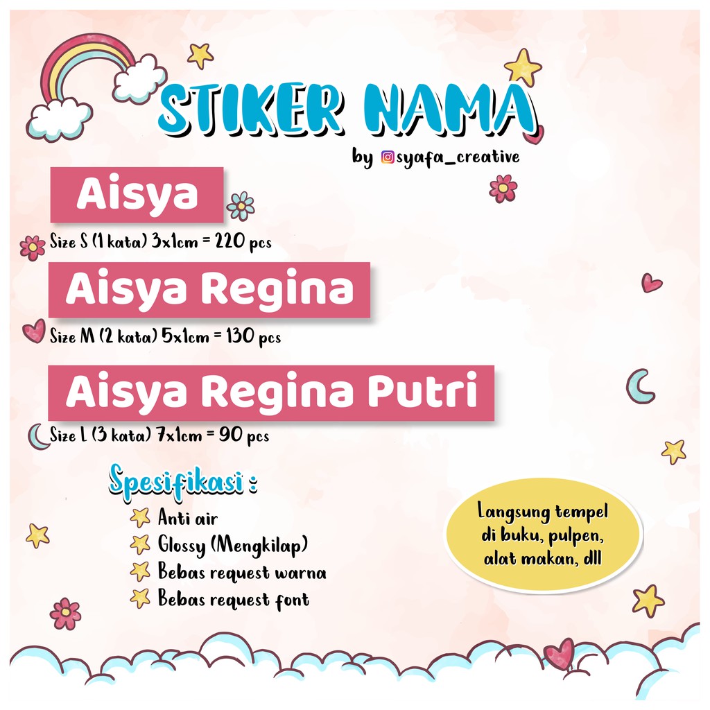 Jual STIKER NAMA/ STIKER BUKU/ STIKER ANAK/ STIKER ANTI AIR/ STIKER ... Jual STIKER NAMA/ STIKER BUKU/ STIKER ANAK/ STIKER ANTI AIR/ STIKER ...