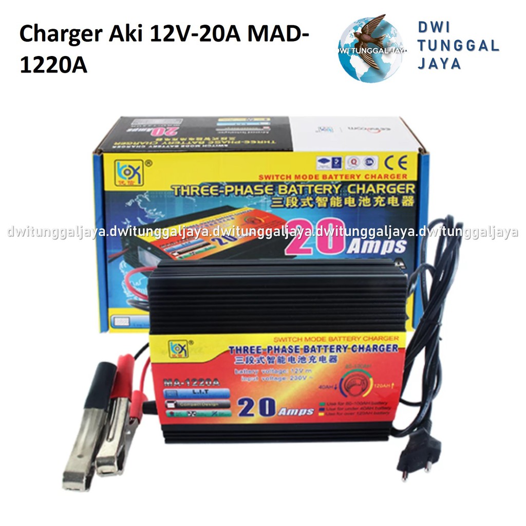 Jual Charger Cas Aki Accu Otomatis Three Phase Battery 12V 20A MAD ...