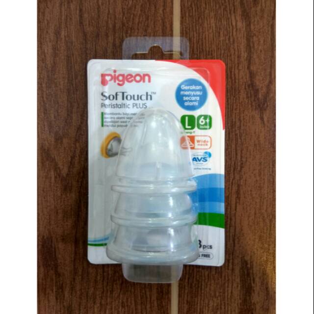 Jual Pigeon SofTouch Peristaltic Plus Nipple 3pc Blister/ Dot Wide Neck S-M-L | Shopee Indonesia