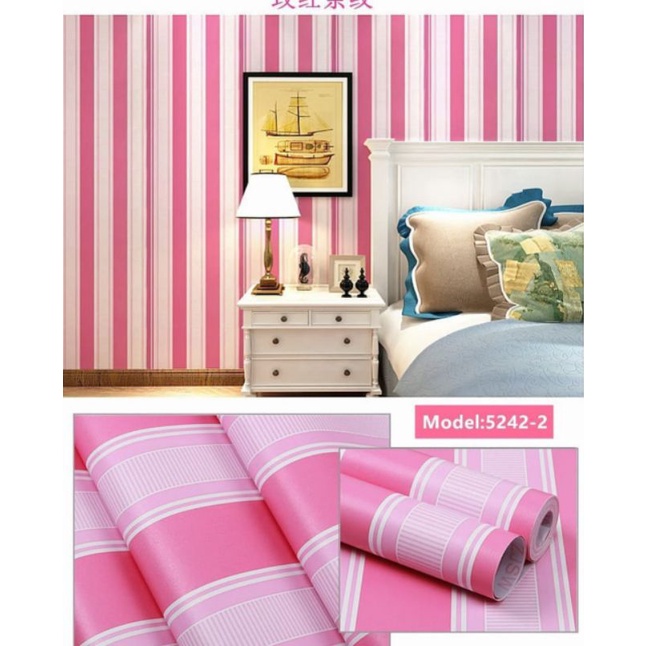 Jual SALUR PINK Wallpaper Dinding Sticker 1 kg 2 roll Dekorasi Rumah ...