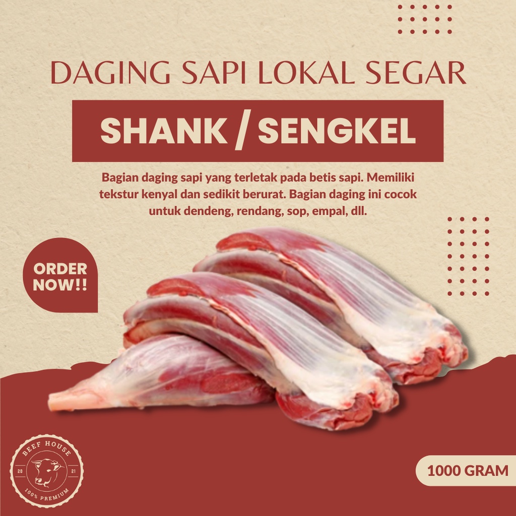 Jual Daging Sapi Segar Sengkel Shank Lokal Fresh 1000 Gram | Shopee ...