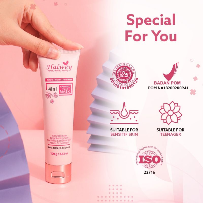 Jual HALWEY 4IN1 NATURAL FRESH MASK 100GR (BESAR) | Shopee Indonesia