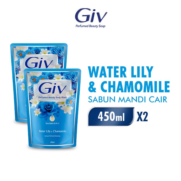 Jual GIV White Sabun Mandi Cair Biru Pouch 450ml x2 | Shopee Indonesia