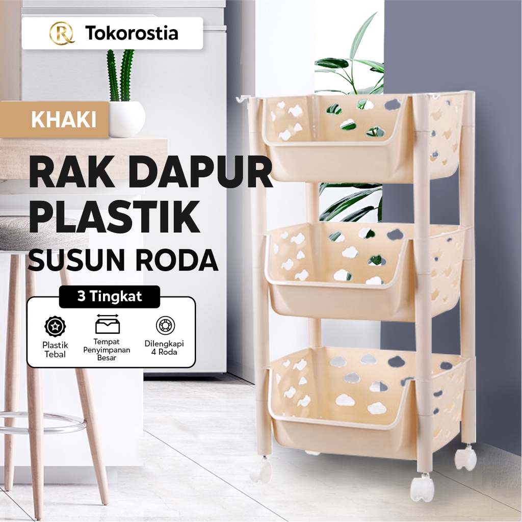 Jual Rak Susun Serbaguna Pemyimpanan Multifungsi Plastik Roda 3 Tingkat ...