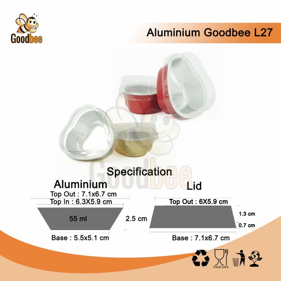 Jual Goodbee Aluminium Baking Cup L27 - Love - 55ml ( wadah + lid ) | Shopee Indonesia