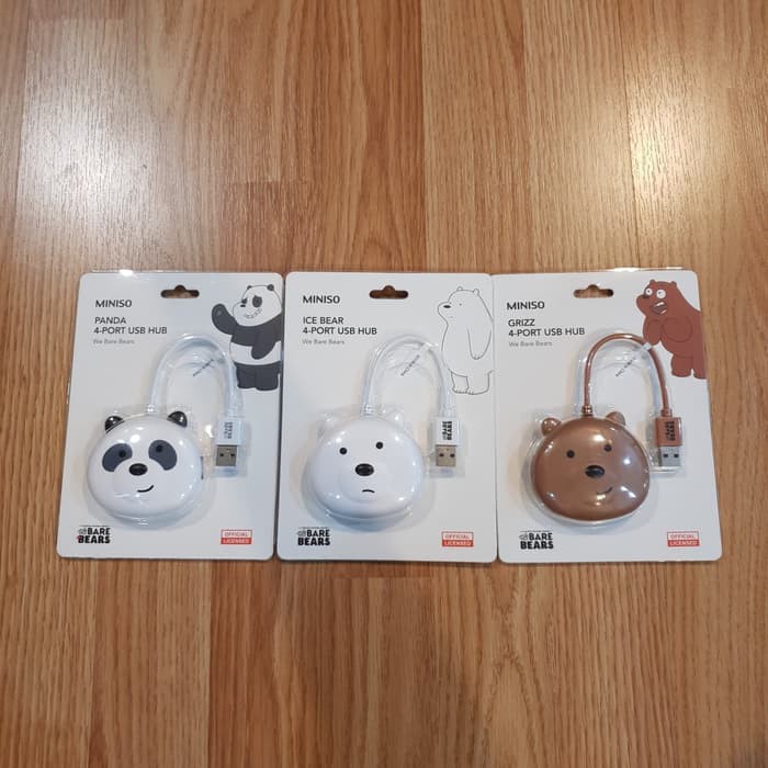 Jual Miniso Japan We Bare Bears Ice Bear Pan Pan Panda Grizz 4 Port USB ...
