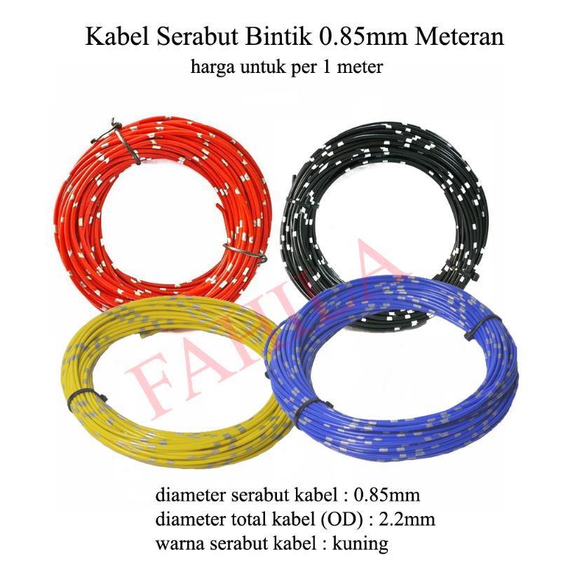 Jual Kabel Bintik Kabel Serabut body 0.85mm per 1 meter Kabel Listrik Motor 0.85 mm | Shopee ...