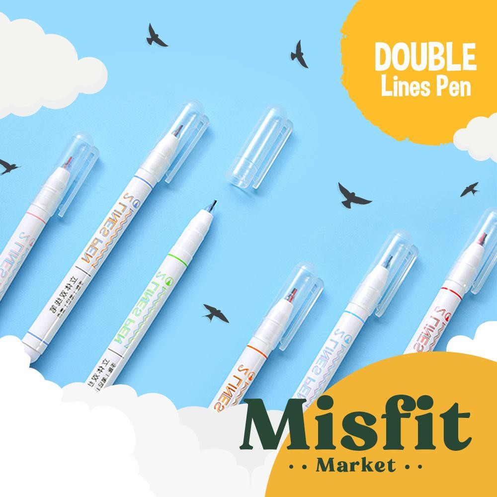 Jual Double Lines Color Pen 0.5mm 1 Set 3 Color Pens Pulpen 2 warna ...