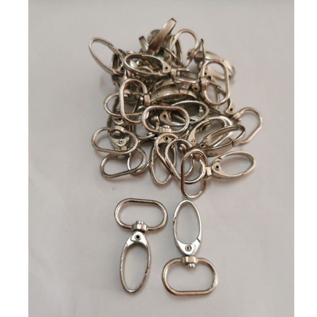 Jual kaitan oval / kaitan tas / cantolan besi 2cm nikel / 144pcs ...