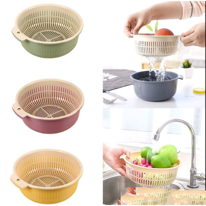Jual Baskom Saringan Sayur 2 IN 1 Keranjang Cuci Buah Sayur Bahan ...