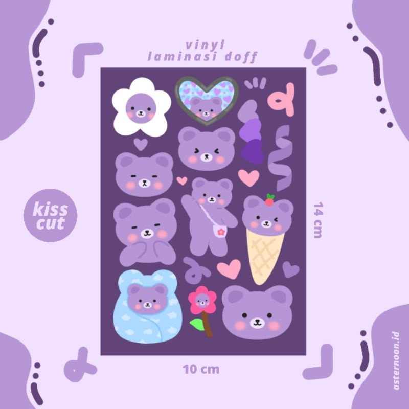Jual Stiker Beruang Ungu Purple Bear Deco Sticker by asternoon.id ...
