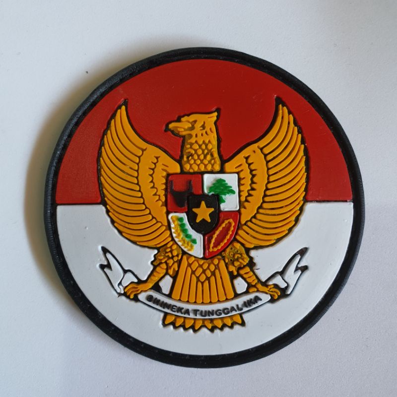 Jual patch rubber logo GARUDA BULAT DASAR MERAH PUTIH - tempelan emblem ...