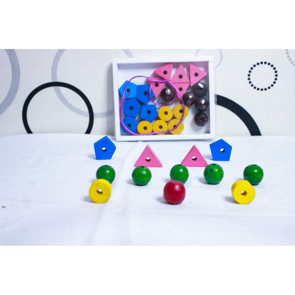 Jual Mainan Edukasi Edukatif Anak Dini Mainan Meronce Kayu Bentuk ...