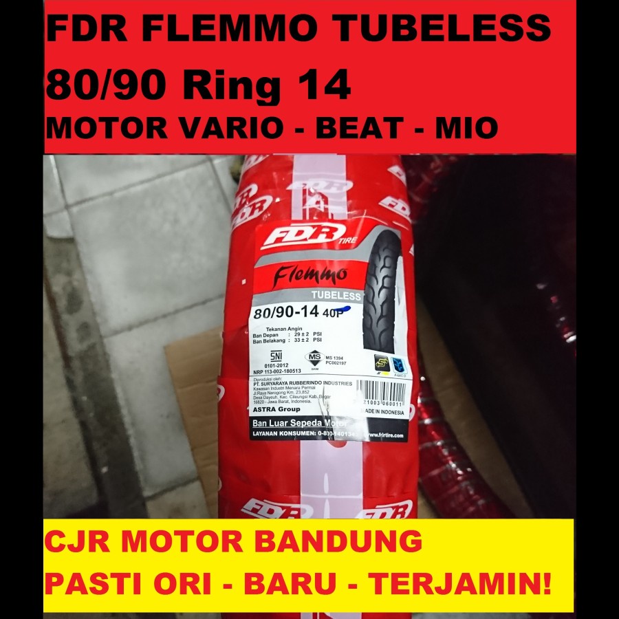 Jual Ban FDR Flemmo TUBLES 80/90 ring 14 ban motor matic Mio Vario Beat ...