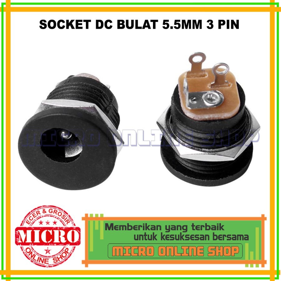 Jual Socket Power DC 5.5 mm In Female / Soket DC Bulat / Connector DC ...