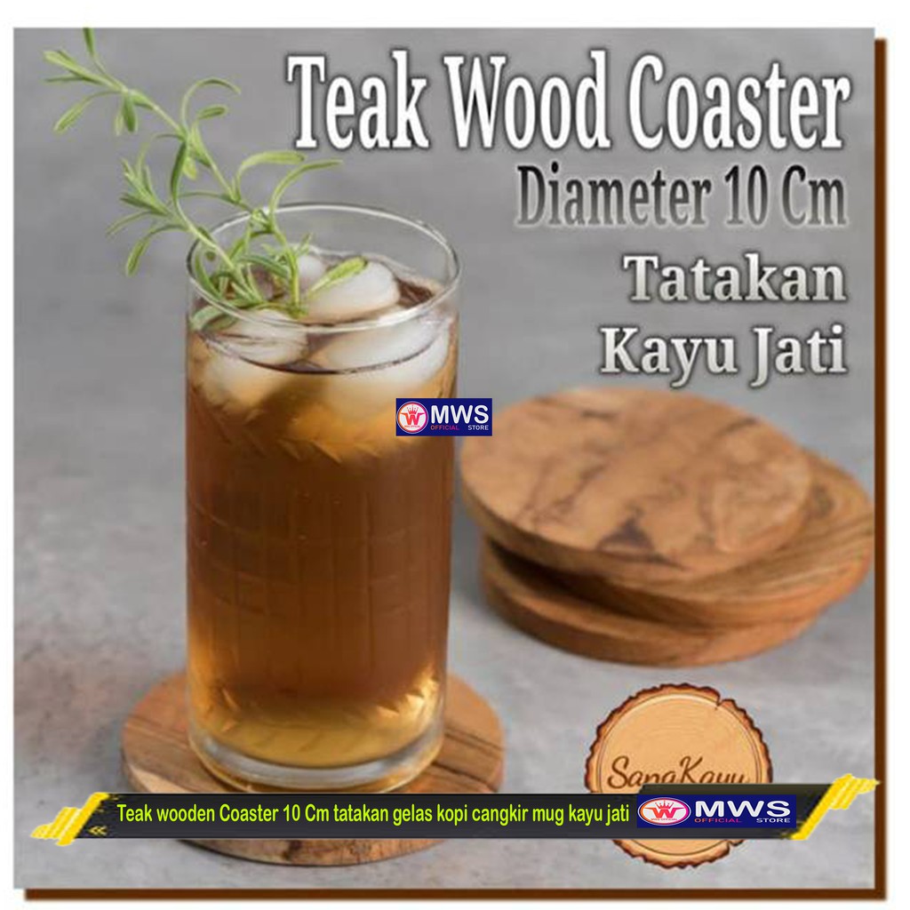 Jual Teak wooden Coaster 10 Cm tatakan gelas kopi cangkir mug kayu jati ...