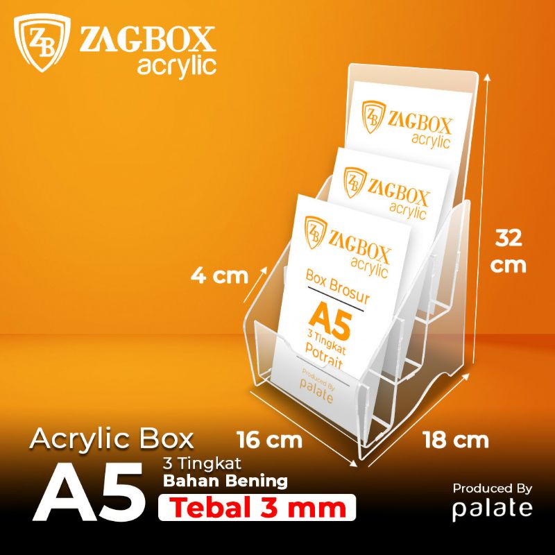 Jual Acrylic Tempat Brosur - Akrilik Kotak Brosur A5 3 Susun - 3MM ...