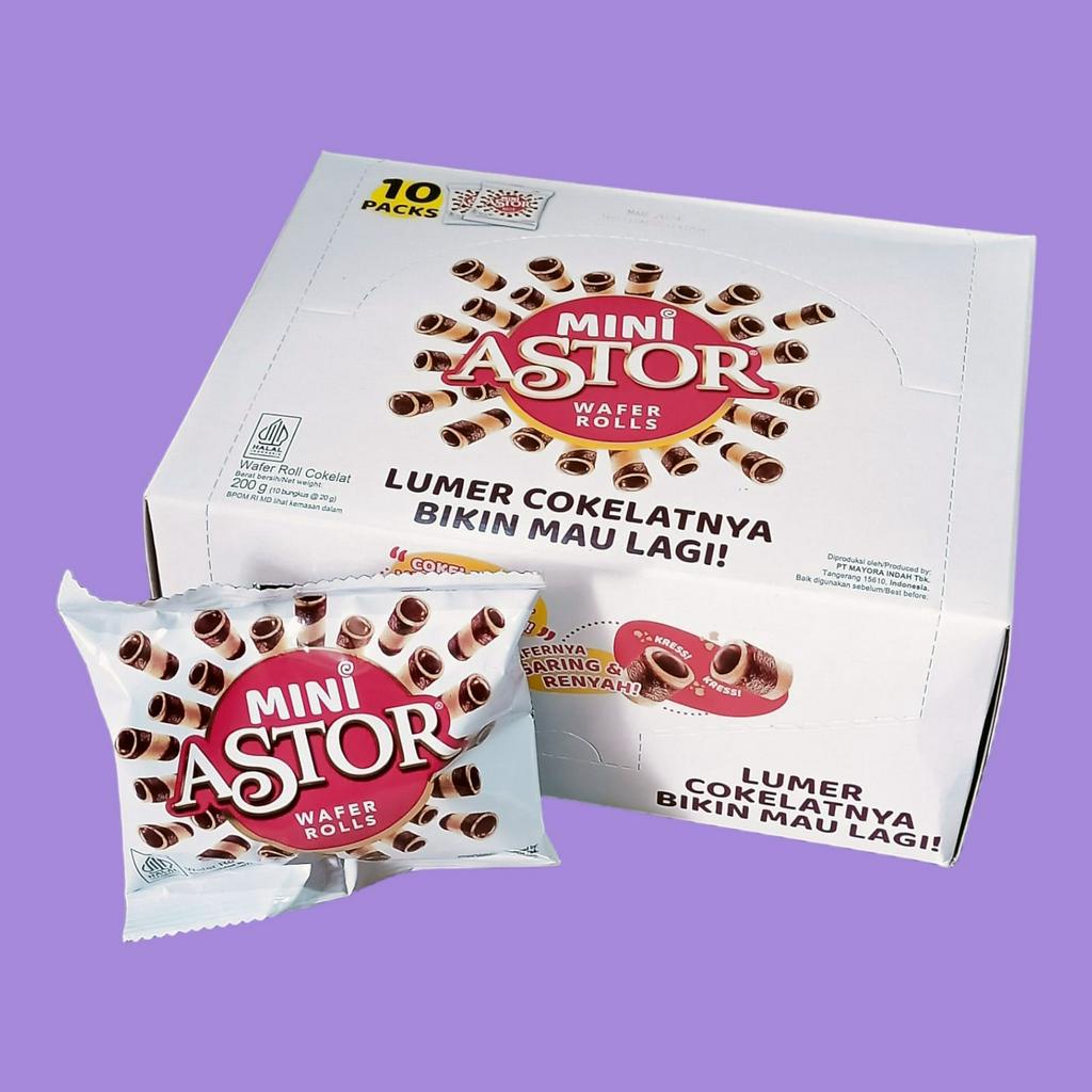 Jual 1 Box - Astor Mini Coklat Wafer Rolls 20gr (10 sachet) | Shopee ...