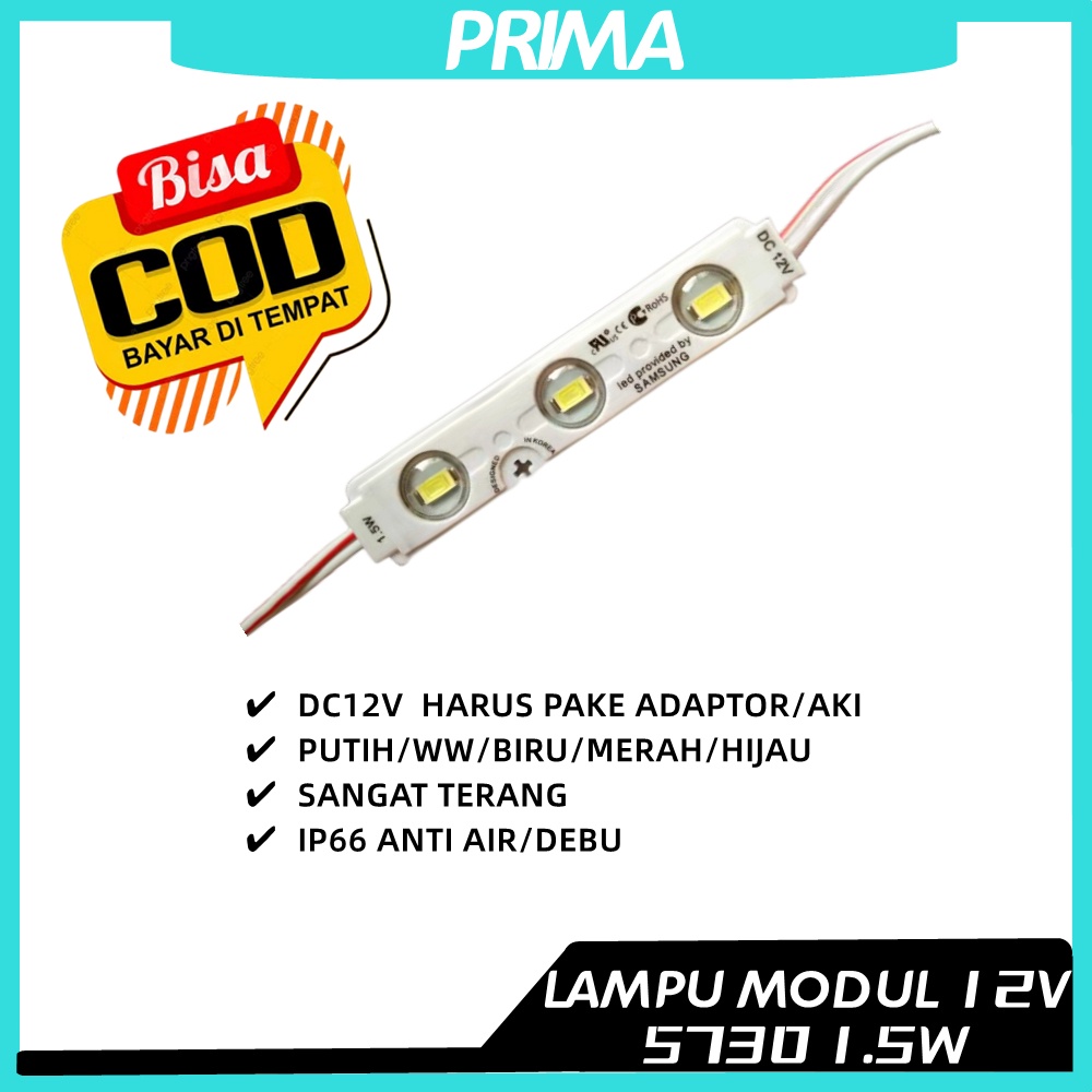 Jual SAMSUNG Lampu Modul LED 5730 SMD 12v DC 3 Mata (20pcs/Baris) Module (6511) | Shopee Indonesia