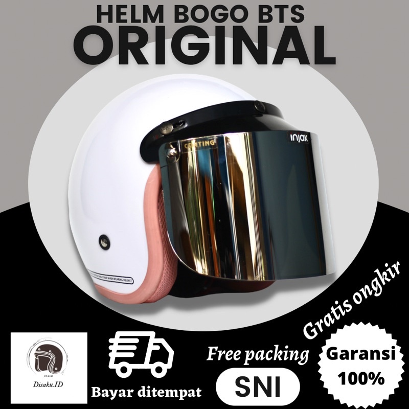 Jual Helm bogo putih pastel kaca datar | Shopee Indonesia
