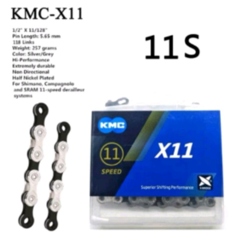 Jual Original.. chain KMC X11 Silver Hitam. rantai sepeda 11sp 11 Speed sp terbaru 118L | Shopee ...