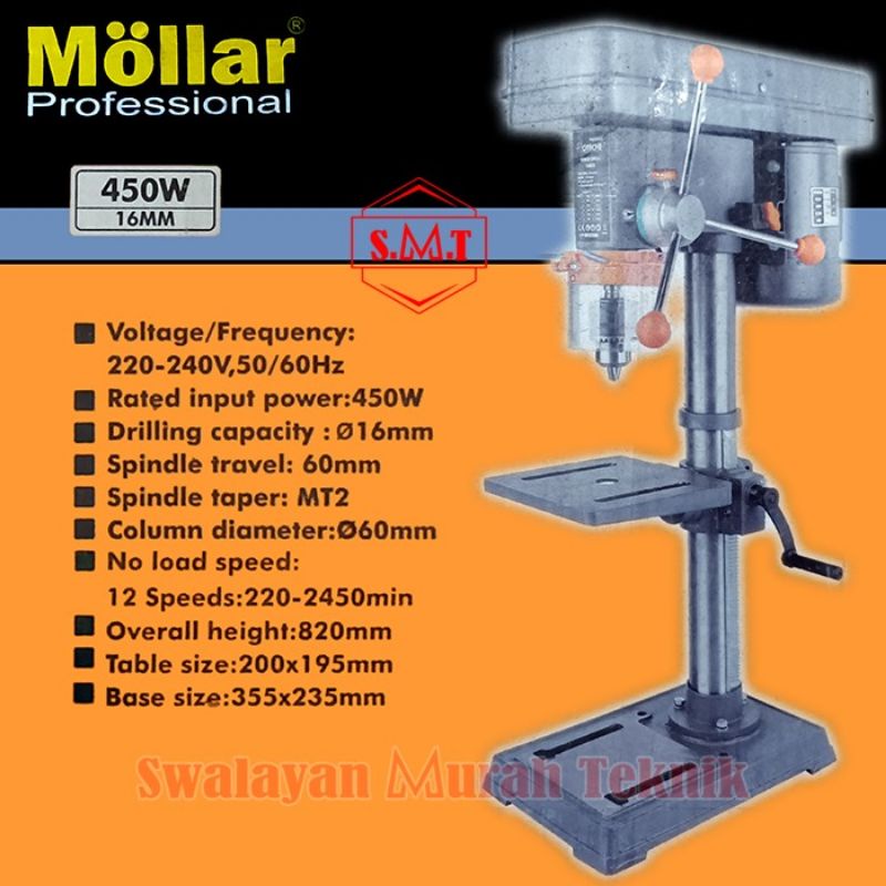 Jual MESIN BOR DUDUK 16MM MOLLAR BD016 BENCH DRILL 16 MM ORIGINAL ...