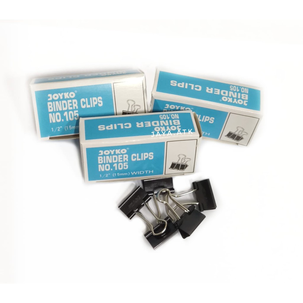 Jual KLIP KERTAS BINDER CLIP KECIL 105 BESI HITAM BOX SET ISI 12 PCS ...