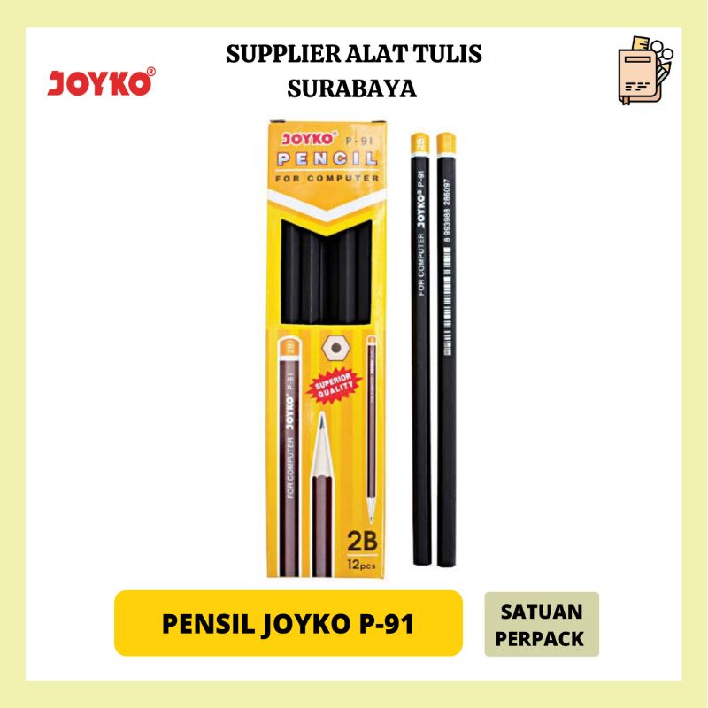 Jual PENSIL TULIS KAYU 2B JOYKO P 91 P91 ORIGINAL FOR COMPUTER MURAH 1 ...