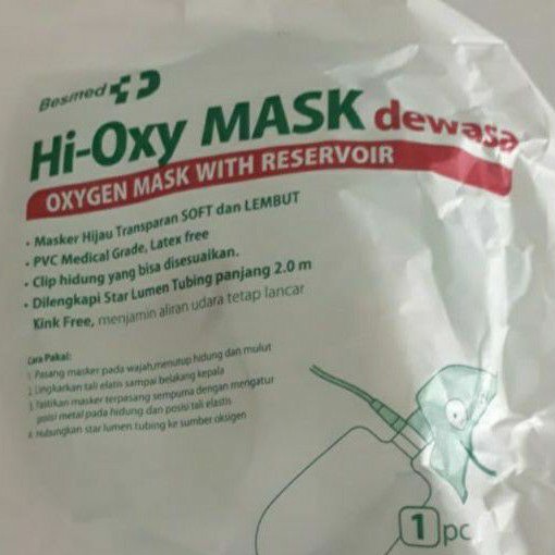 Jual OXYGEN MASK RESERVOIR DEWASA | HI OXY MASK BESMED | NON ...