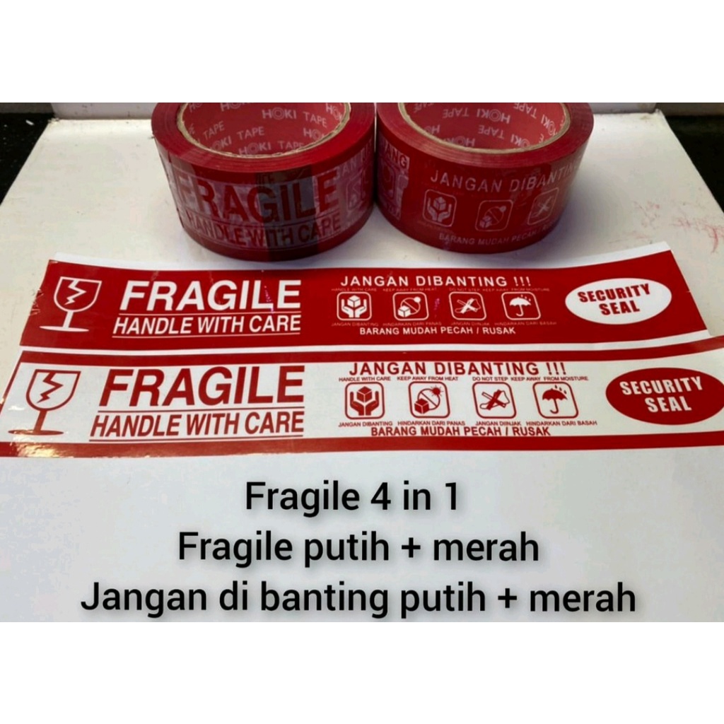 Jual lakban fragile 48 mm x 100 yard / lakban jangan dibanting 48 mm x ...