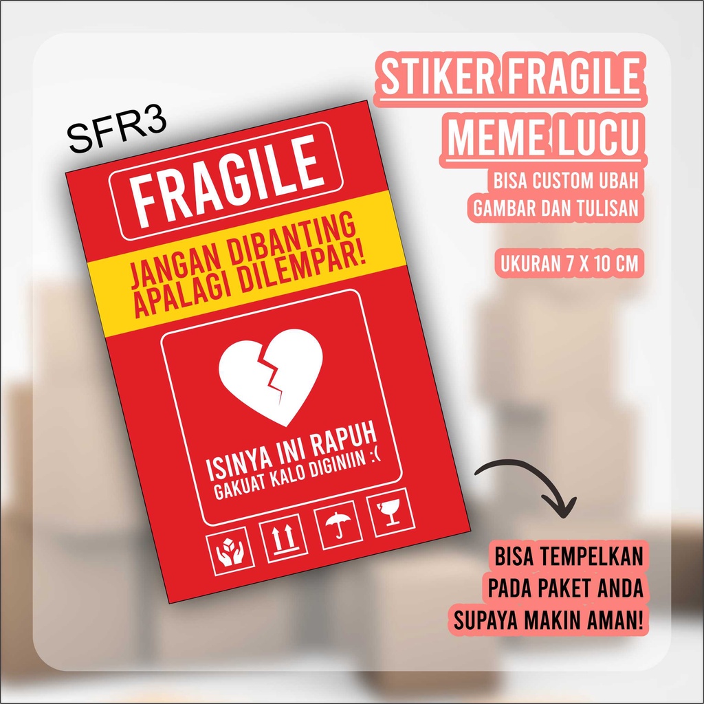 Jual Stiker Fragile Untuk Paket Dengan Gambar Meme Lucu kekinian ...