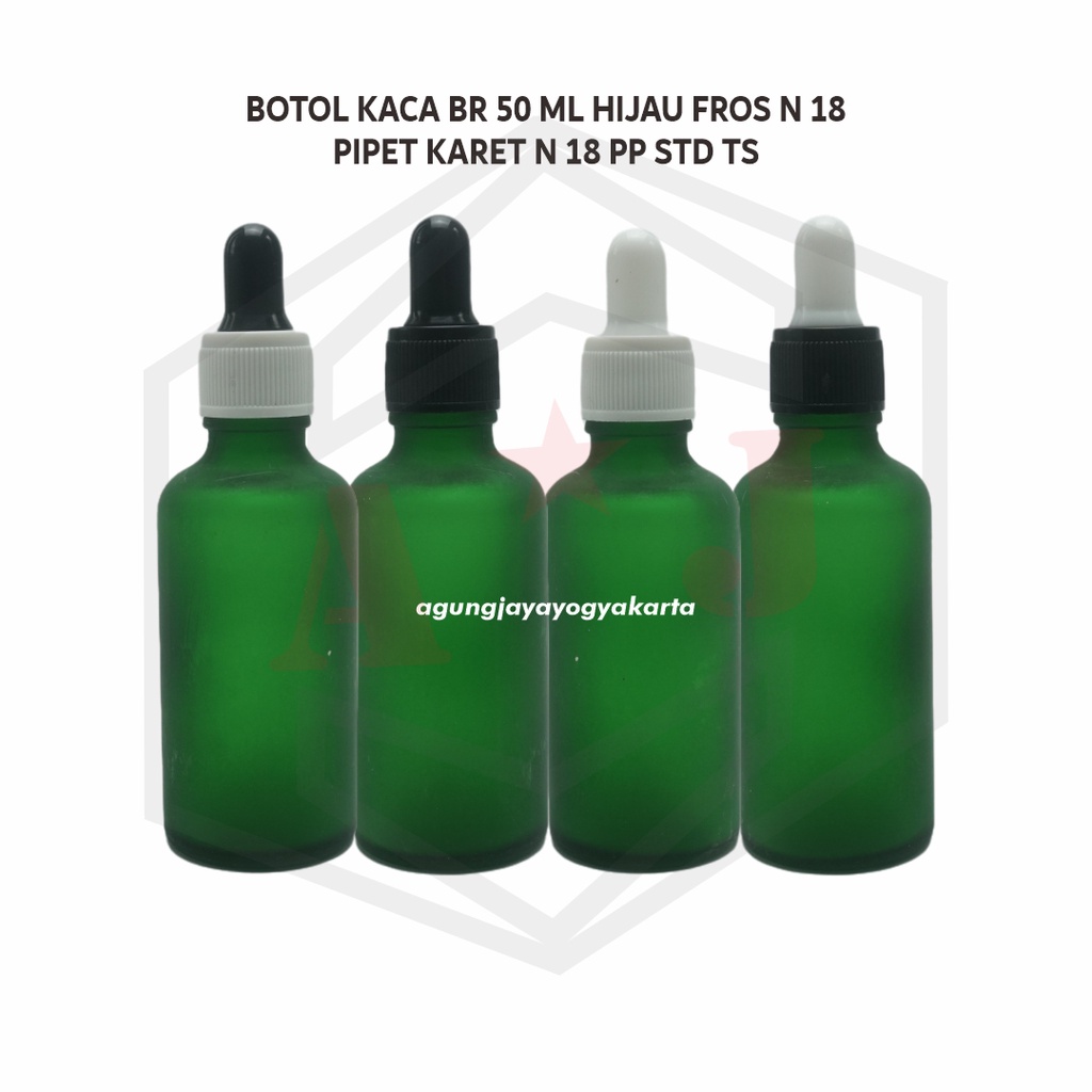 Jual Botol Kaca Serum 50 ml Hijau Fros Pipet TS / Pipet Kaca / Botol ...