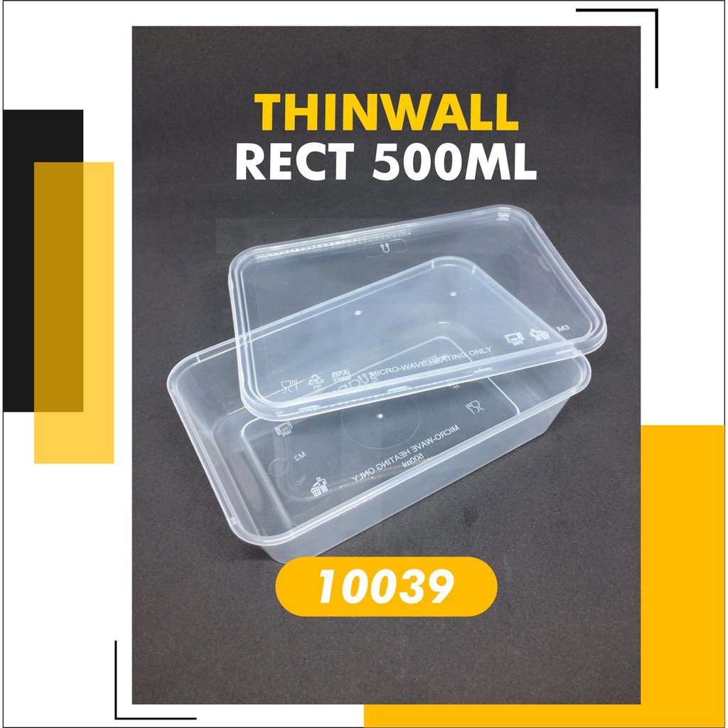 Jual Thinwall RECT SUAPI 500ml isi @50set +Tutup / Food Container 500 ...