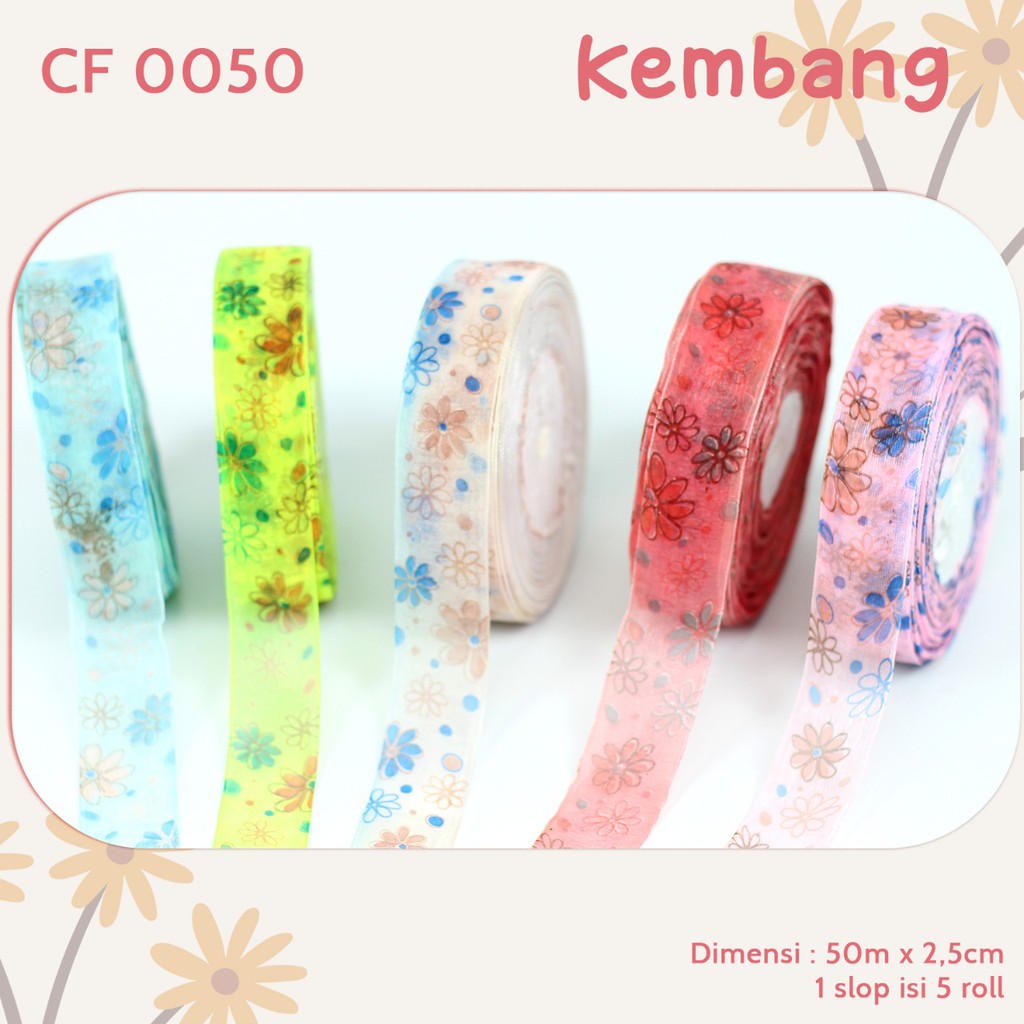 Jual Pita Roll Organdi Motif Kembang CF0050 - 5 Pilihan Warna | Shopee ...