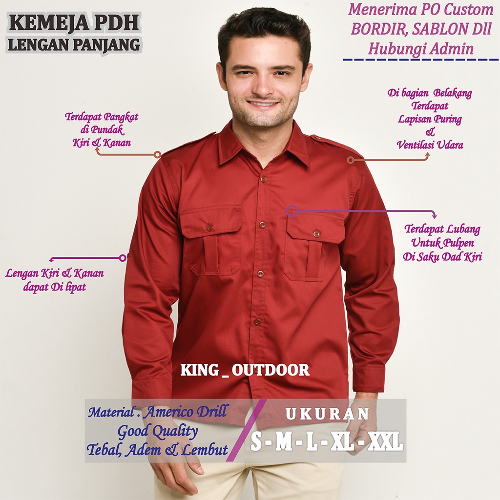 Jual Kemeja Dinas Harian/PDH | Warna MAROON | Kemeja Formal ASN/PNS ...