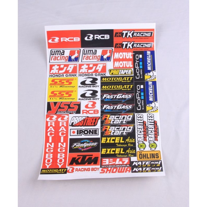 Jual sticker pack racing sponsor rcb, tk racing, uma racing, honda gank ...