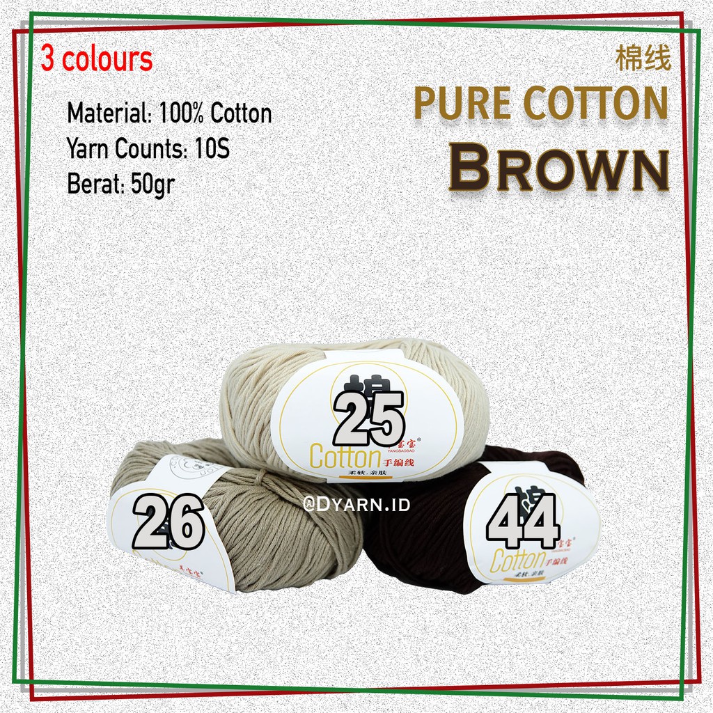 Jual BENANG RAJUT KATUN IMPOR / PURE COTTON / 100% KATUN - COKLAT ...