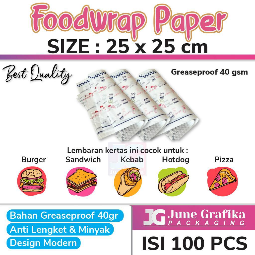 Jual 1 PAK 100 PCS Kertas Kebab / Kertas Burger / Kertas Roti ukuran ...