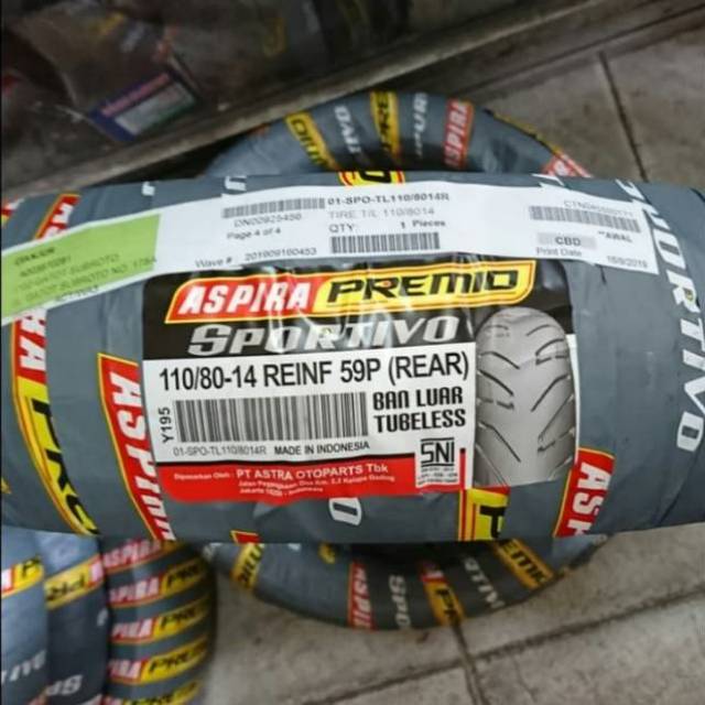 Jual Aspira Sportivo 110/80-14 Tubeless Produk terbaru | Shopee Indonesia