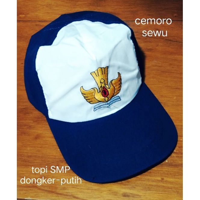 Jual topi SMP topi biru putih dan biru full topi seragam sekolah ...