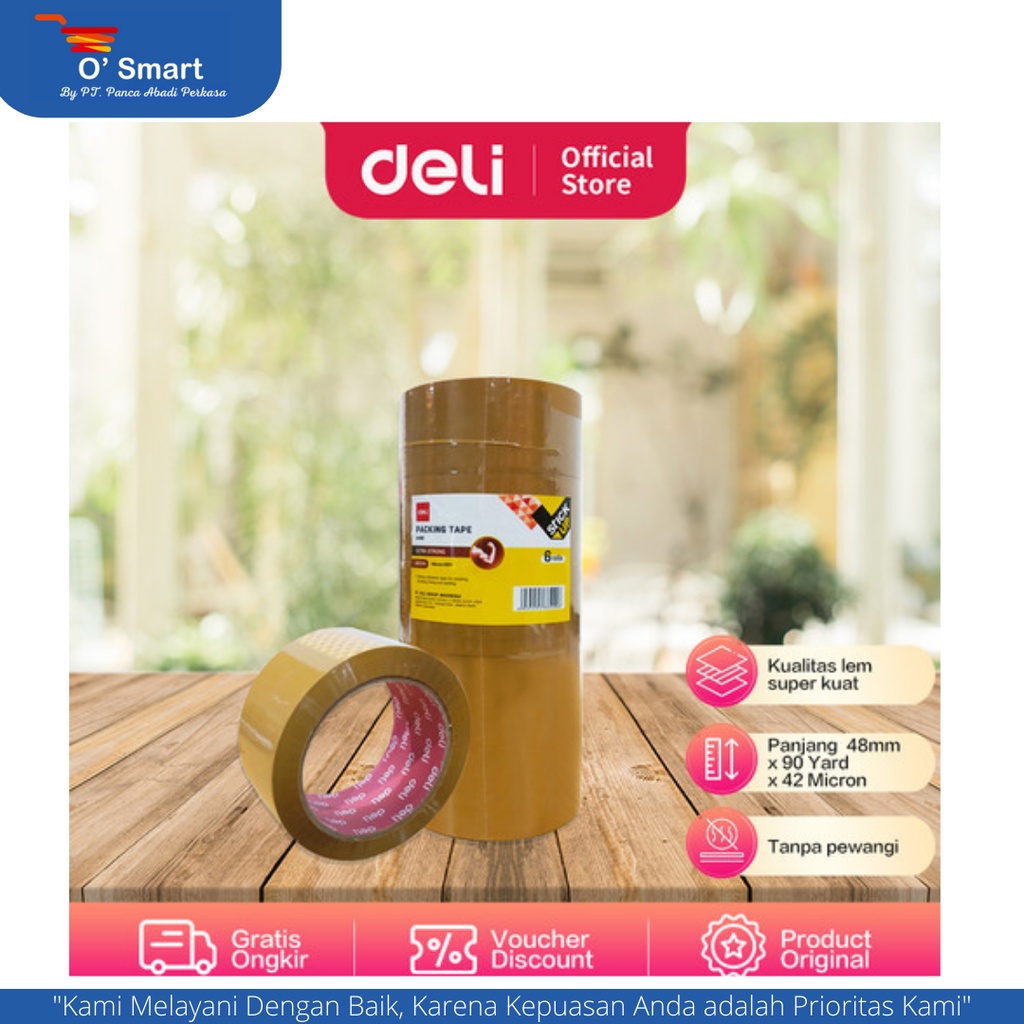 Jual DELI Lakban Isolasi Coklat 48mm x 90 Yard x 42 CA495 | Shopee ...